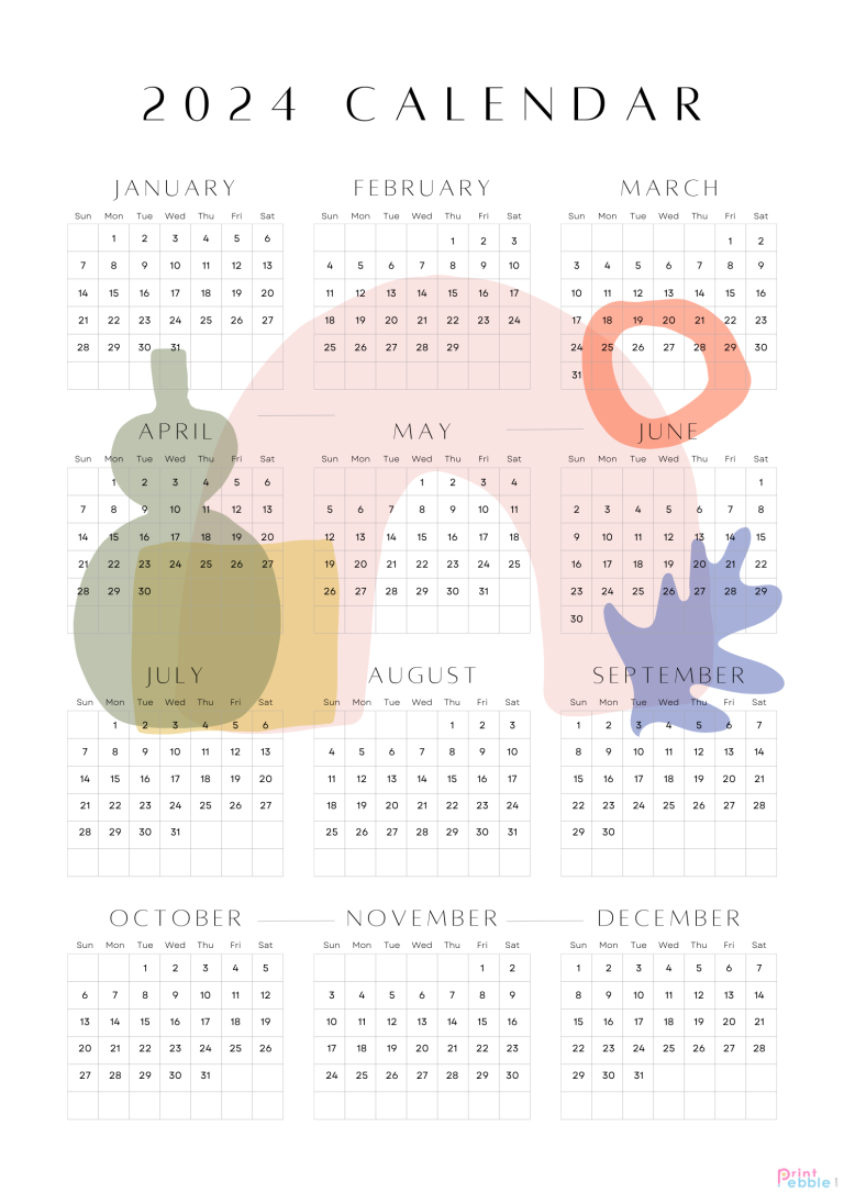 Personalized Calendar Poster for Home Office Study Room - Print Pebble